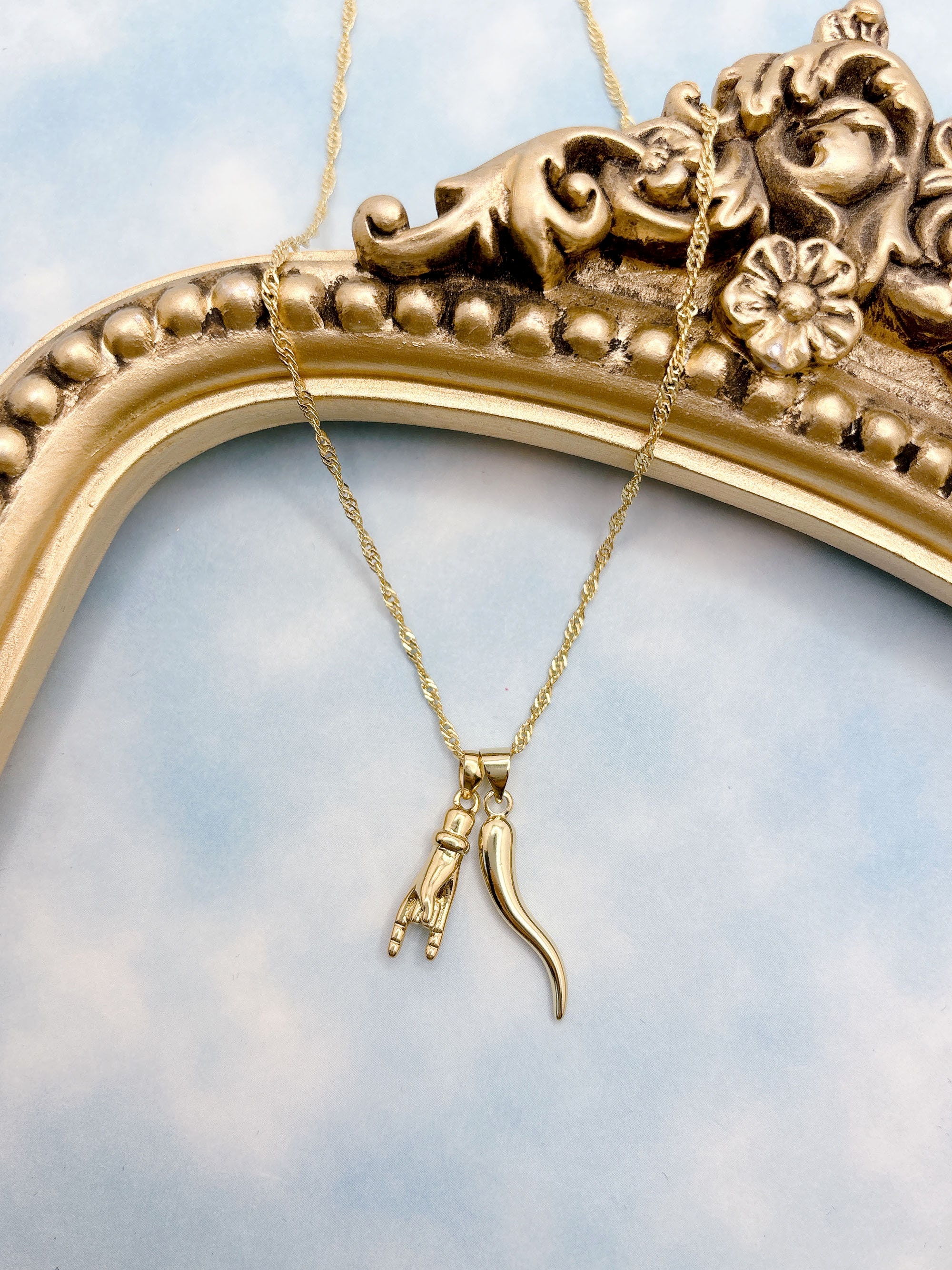 Mano Cornuto Hand Horn Necklace. Good Luck Necklace. Protection ...