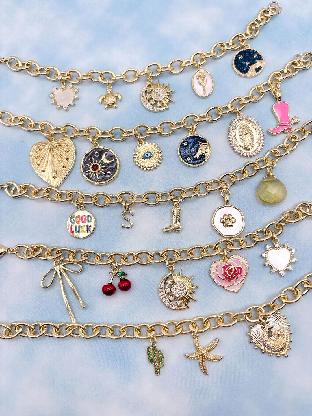 Build Your Own Custom Charm Bracelet. Gold Charm Bracelet. Custom Charm ...