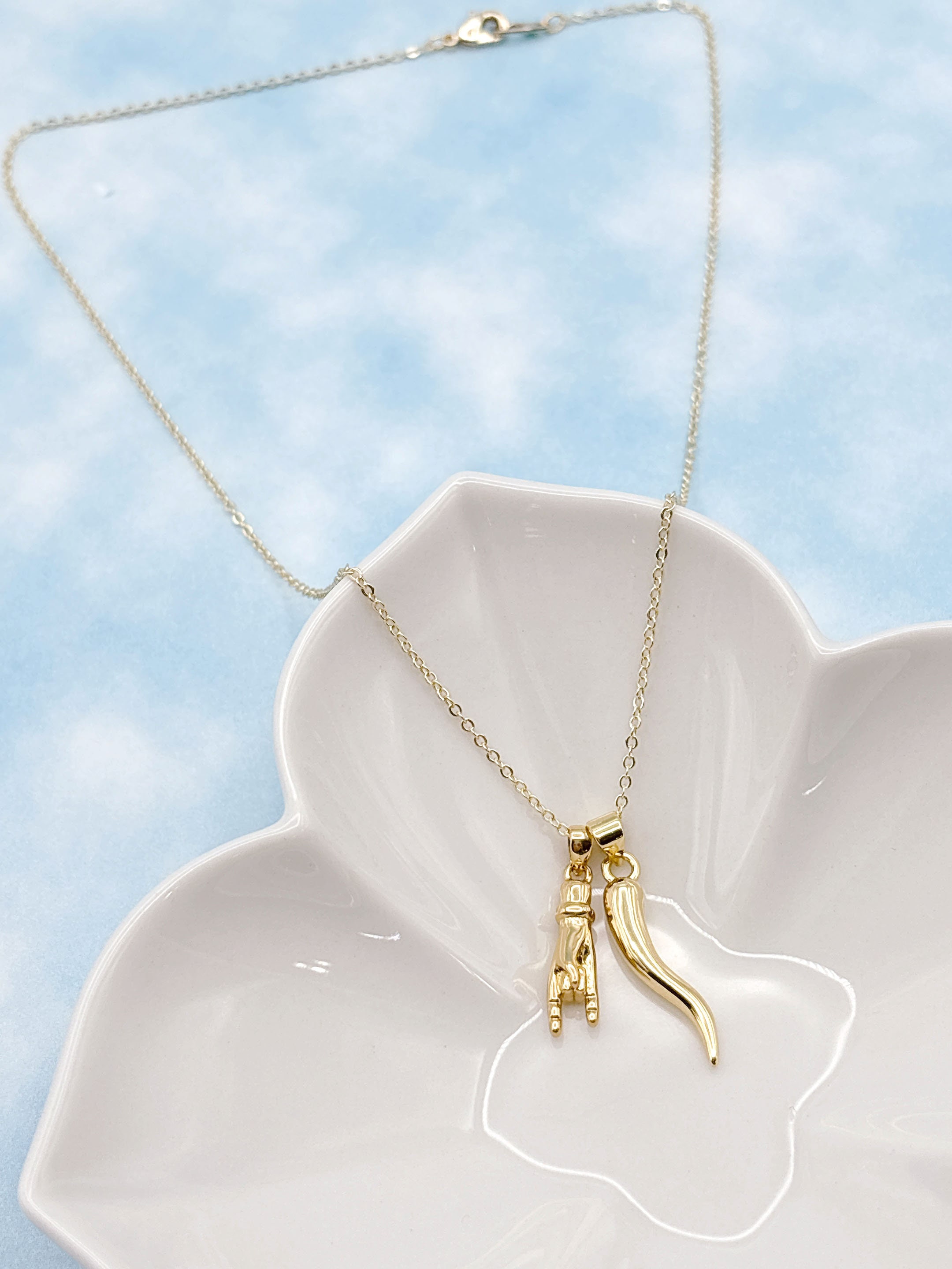 Mano Cornuto Hand Horn Necklace. Good Luck Necklace. Protection ...