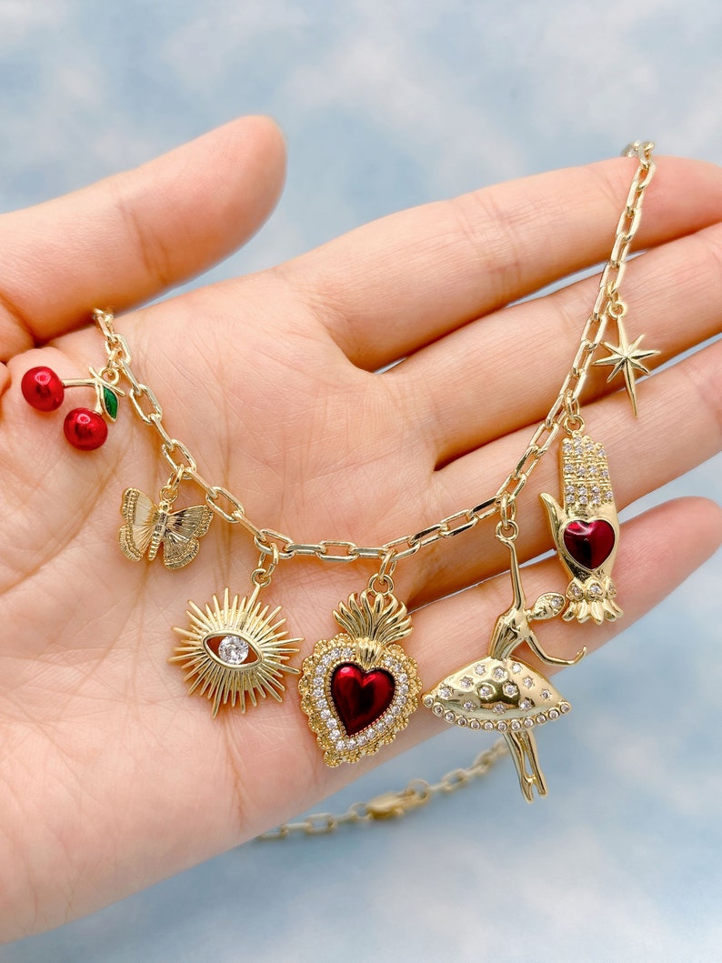 Build Your Own Custom Charm Necklace. Gold Charm Necklace. Custom Charm ...