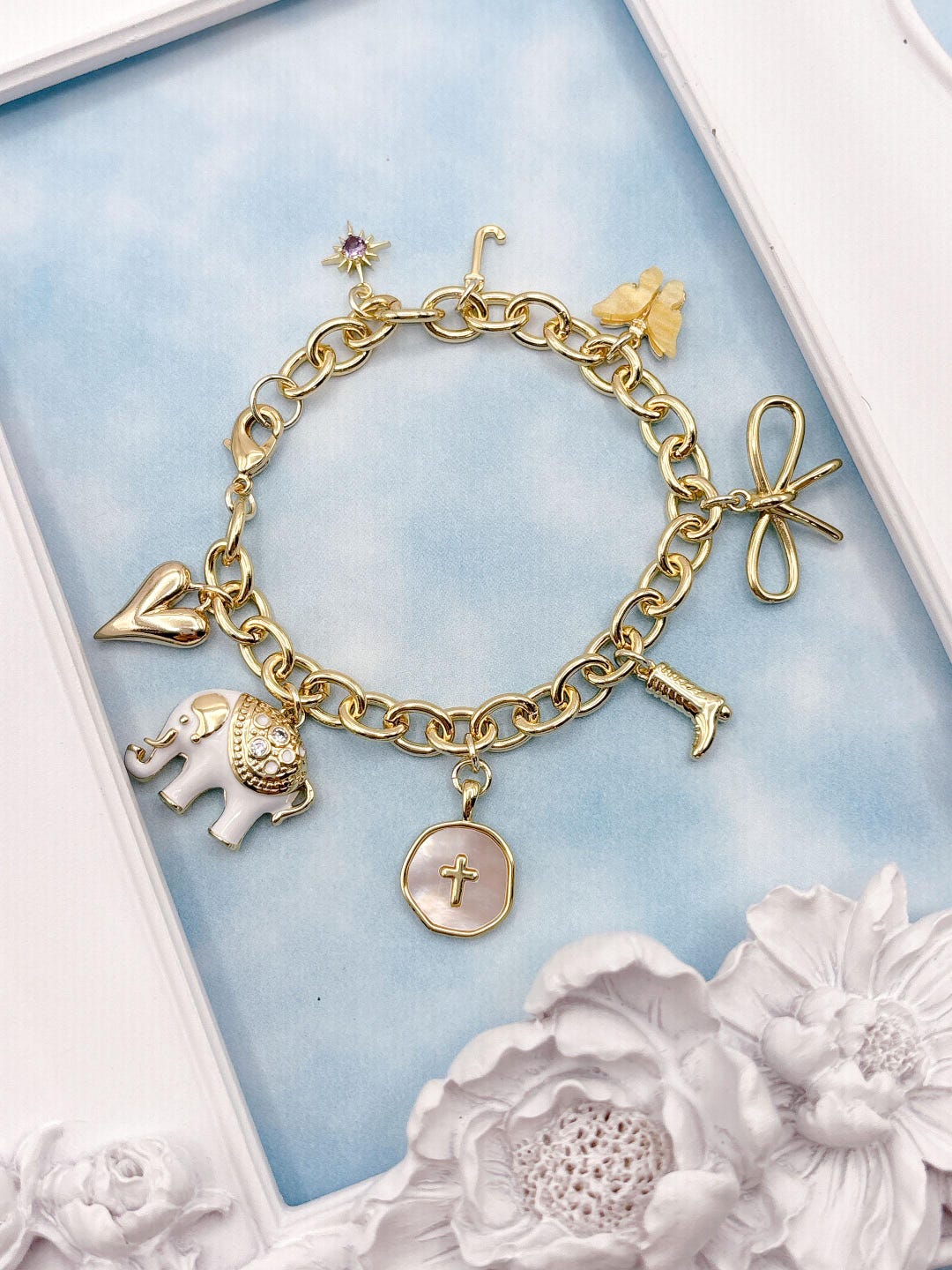 Build Your Own Custom Charm Bracelet. Gold Charm Bracelet. Custom Charm ...