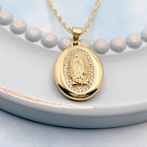 Gold Virgin Mary Locket Necklace. Mother Mary Locket. Catholic ...