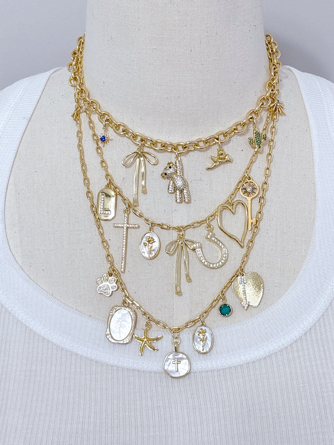 Build Your Own Custom Charm Necklace. Gold Charm Necklace. Custom Charm ...