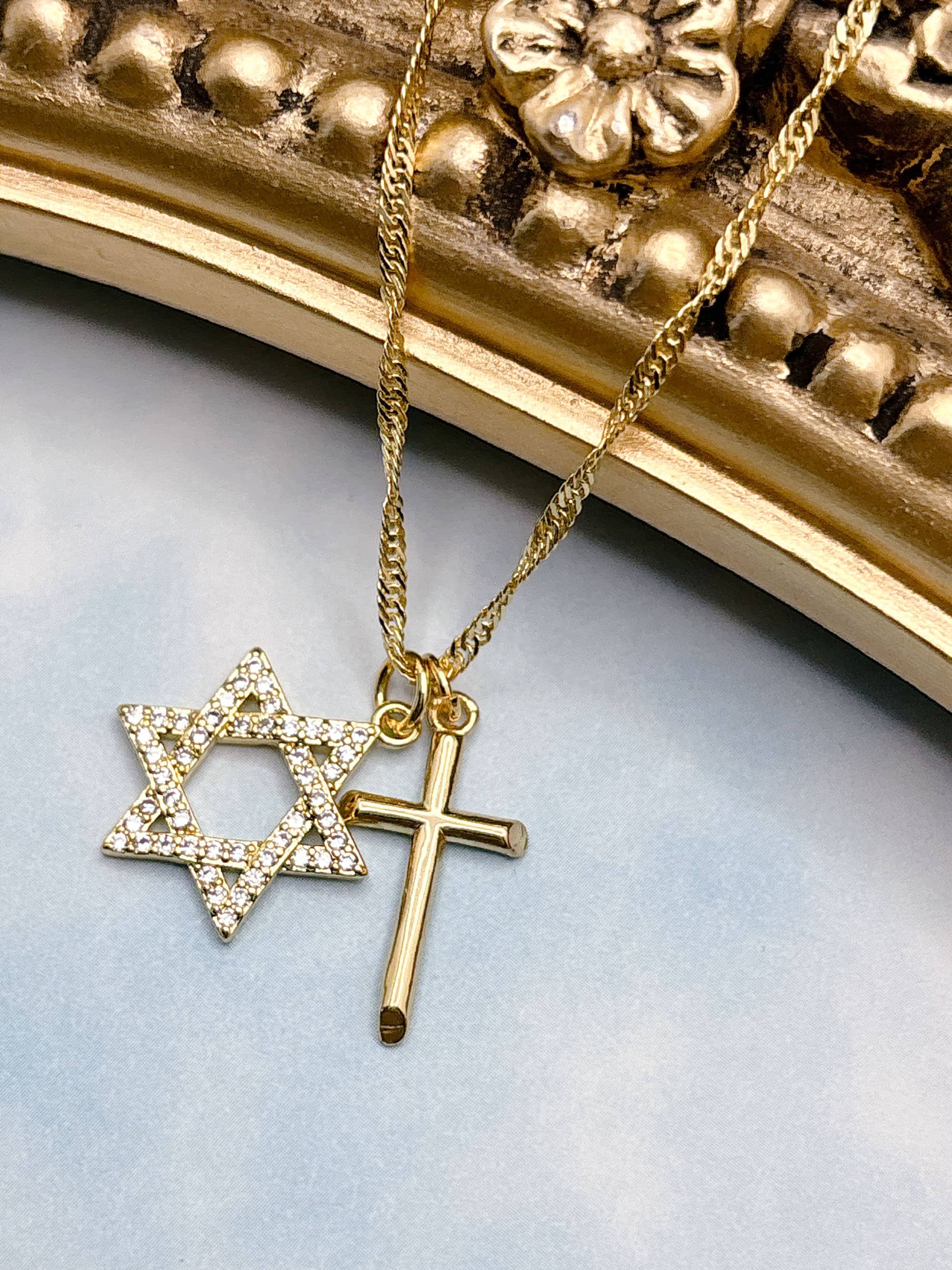 Star of David Necklace. Gold David Star Necklace. Jewish Mother Gift ...