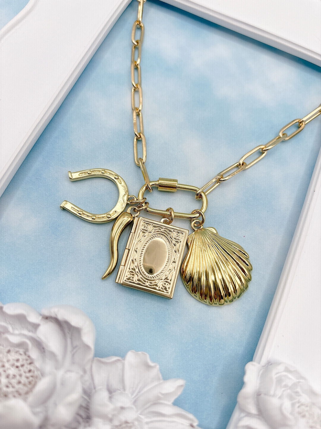Build Your Own Custom Charm Necklace. Carabiner Necklace. Gold Charm ...