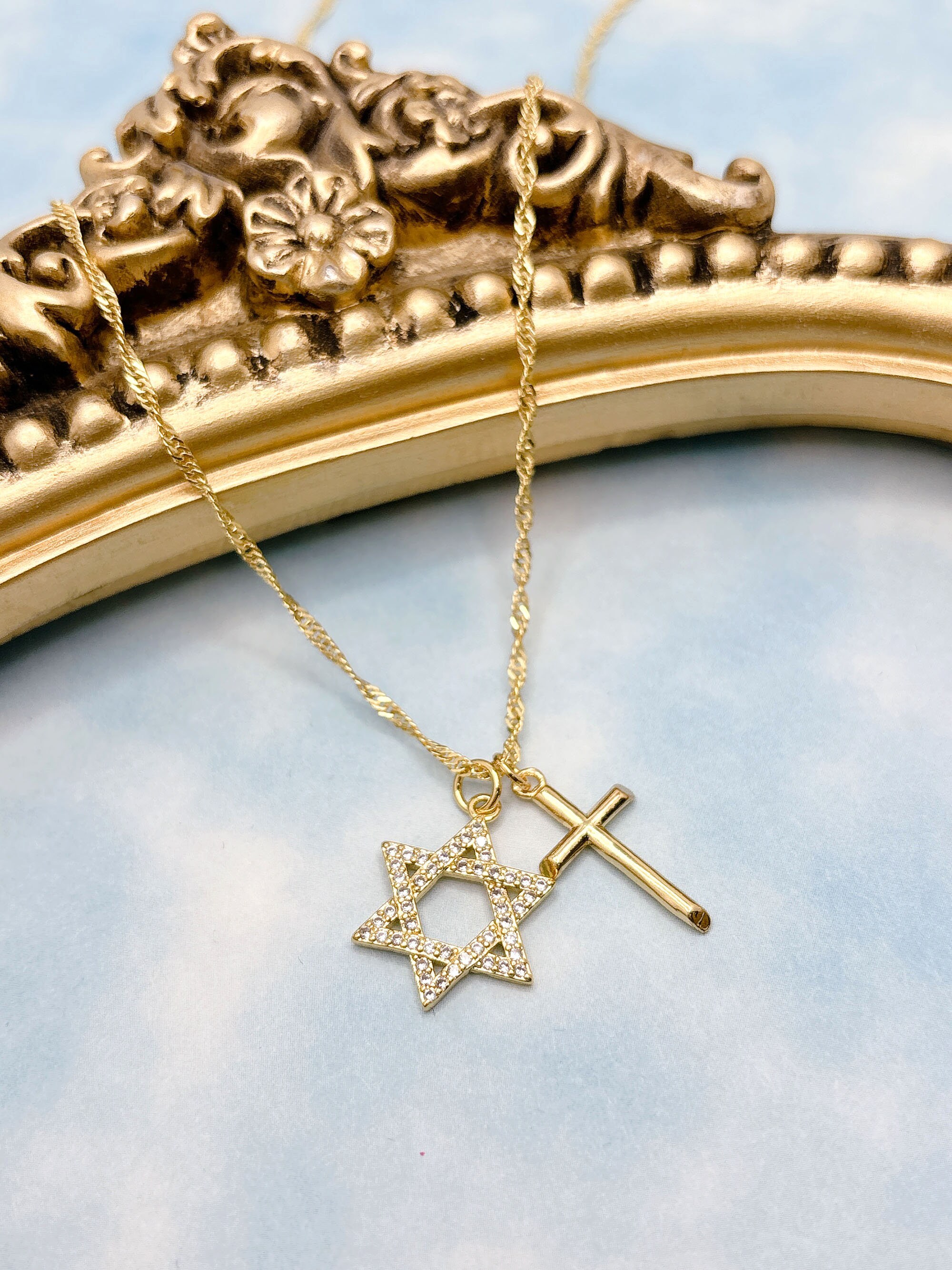 Star of David Necklace. Gold David Star Necklace. Jewish Mother Gift ...