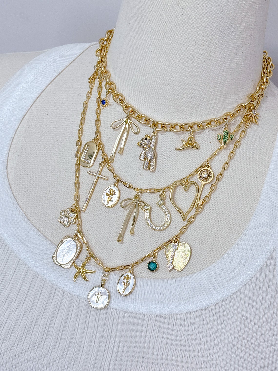 Build Your Own Custom Charm Necklace. Gold Charm Necklace. Custom Charm ...