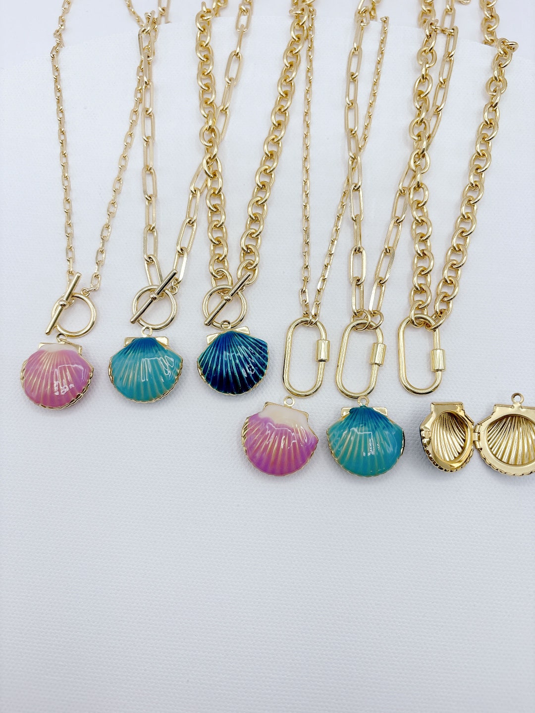 Mermaid Shell Locket Necklace. Seashell Pendant. Beach Jewelry ...