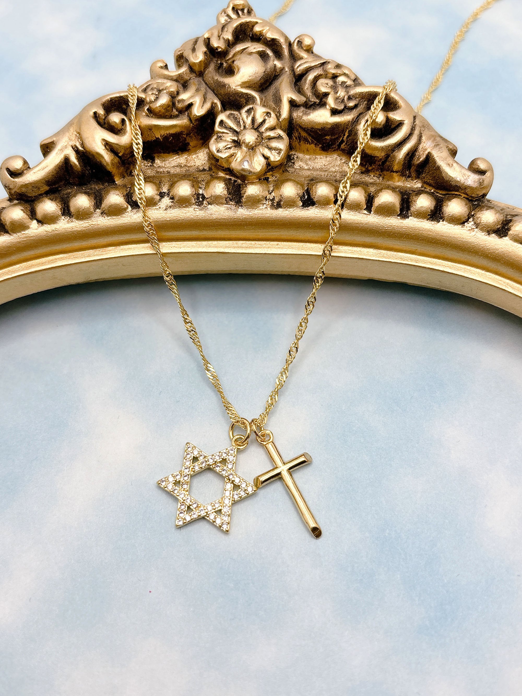 Star of David Necklace. Gold David Star Necklace. Jewish Mother Gift ...