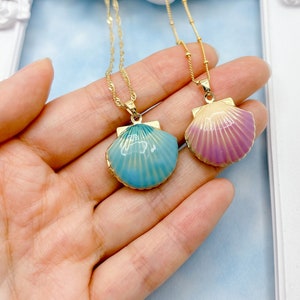 Mermaid Shell Locket Necklace. Seashell Pendant Necklace. Ocean Beach ...