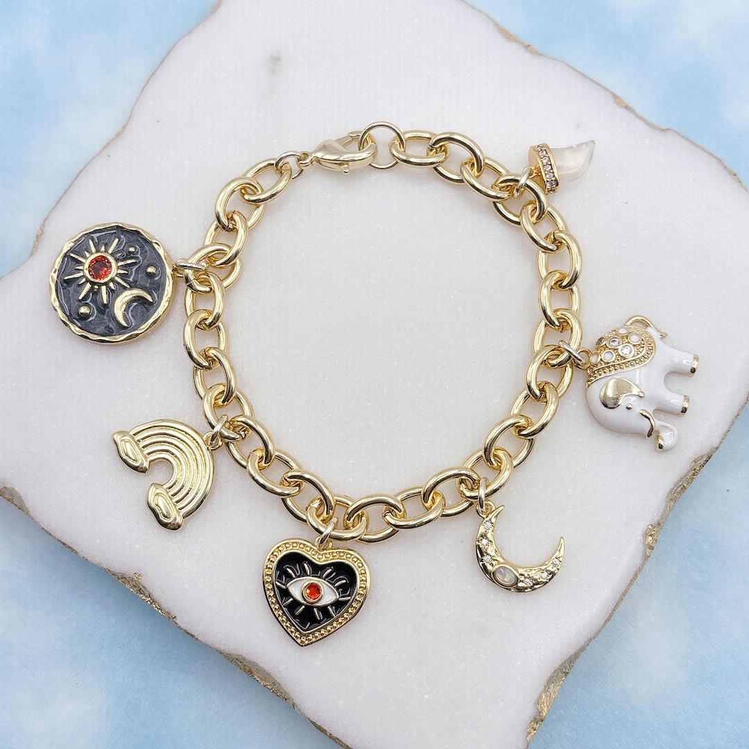 Build Your Own Custom Charm Bracelet. Gold Charm Bracelet. Custom Charm ...