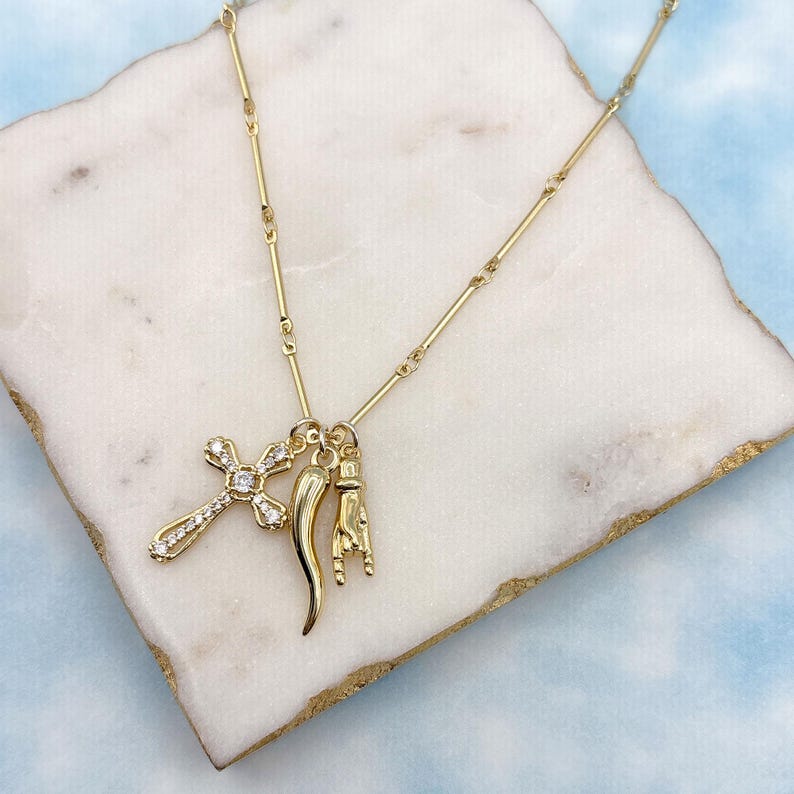 Cross, Italian Horn and Mano Cornuto Hand. Build Your Own Custom Charm ...