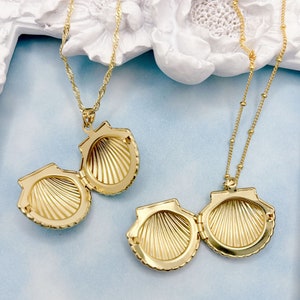Mermaid Shell Locket Necklace. Seashell Pendant Necklace. Ocean Beach ...