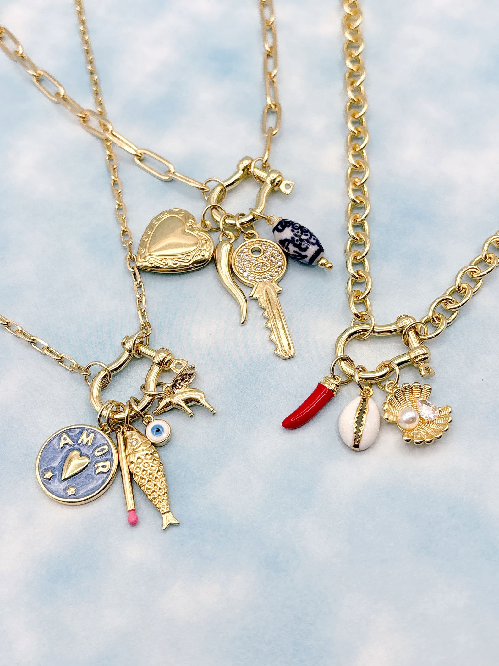 Build Your Own Custom Charm Necklace. Carabiner Necklace. Screw Clasp ...