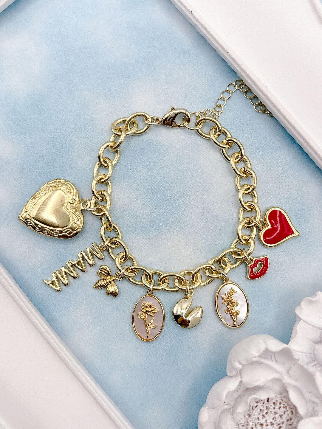 Build Your Own Custom Charm Bracelet. Gold Charm Bracelet. Custom Charm ...