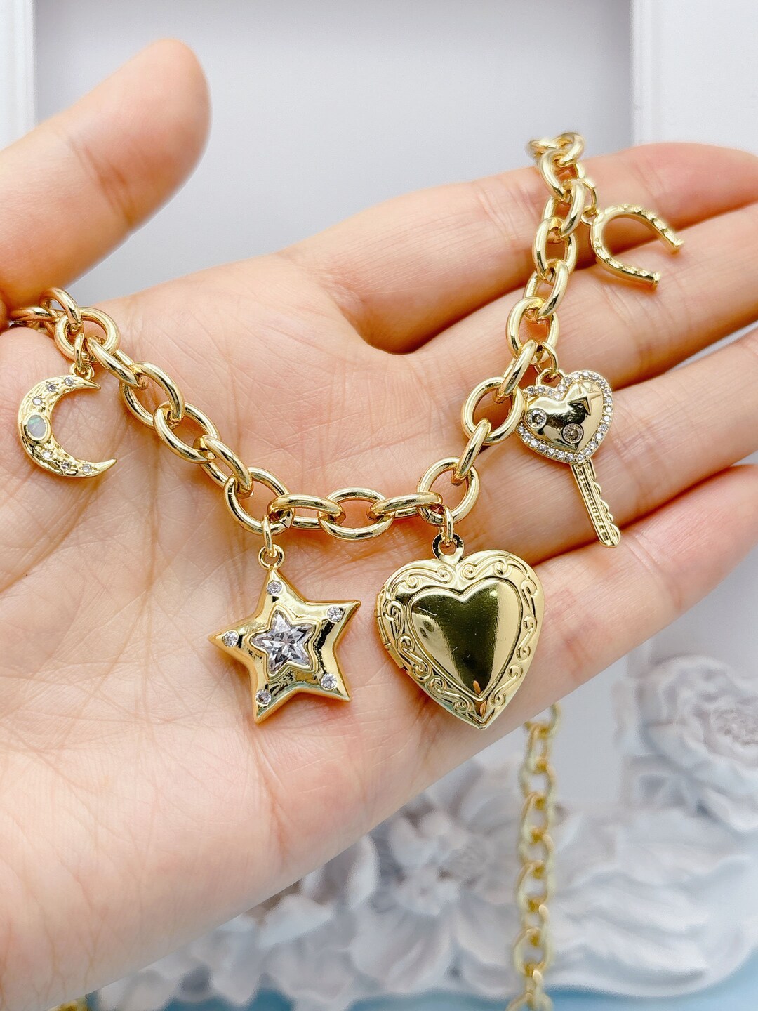 Build Your Own Custom Charm Necklace. Gold Charm Necklace. Custom Charm ...