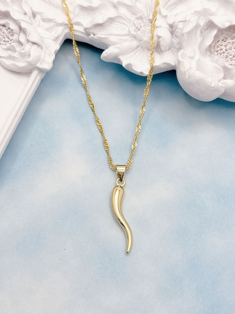 Gold Italian Horn Necklace. Horn Necklace. Necklace for Women. Gift for ...