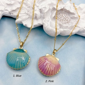 Mermaid Shell Locket Necklace. Seashell Pendant Necklace. Ocean Beach ...