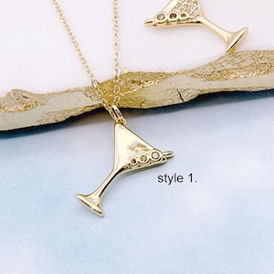 Dainty Martini Charm Necklace. Cocktail Drink Charm. Party Gift Jewelry ...