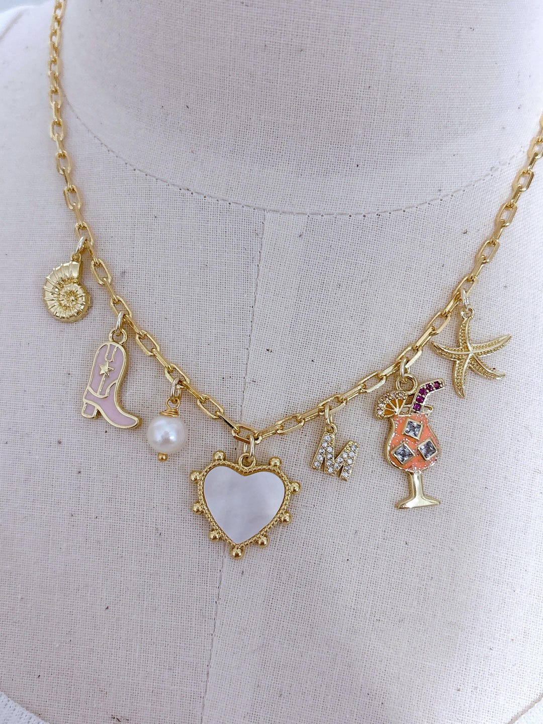 Build Your Own Custom Charm Necklace. Personalized Gold Pendant. Summer ...