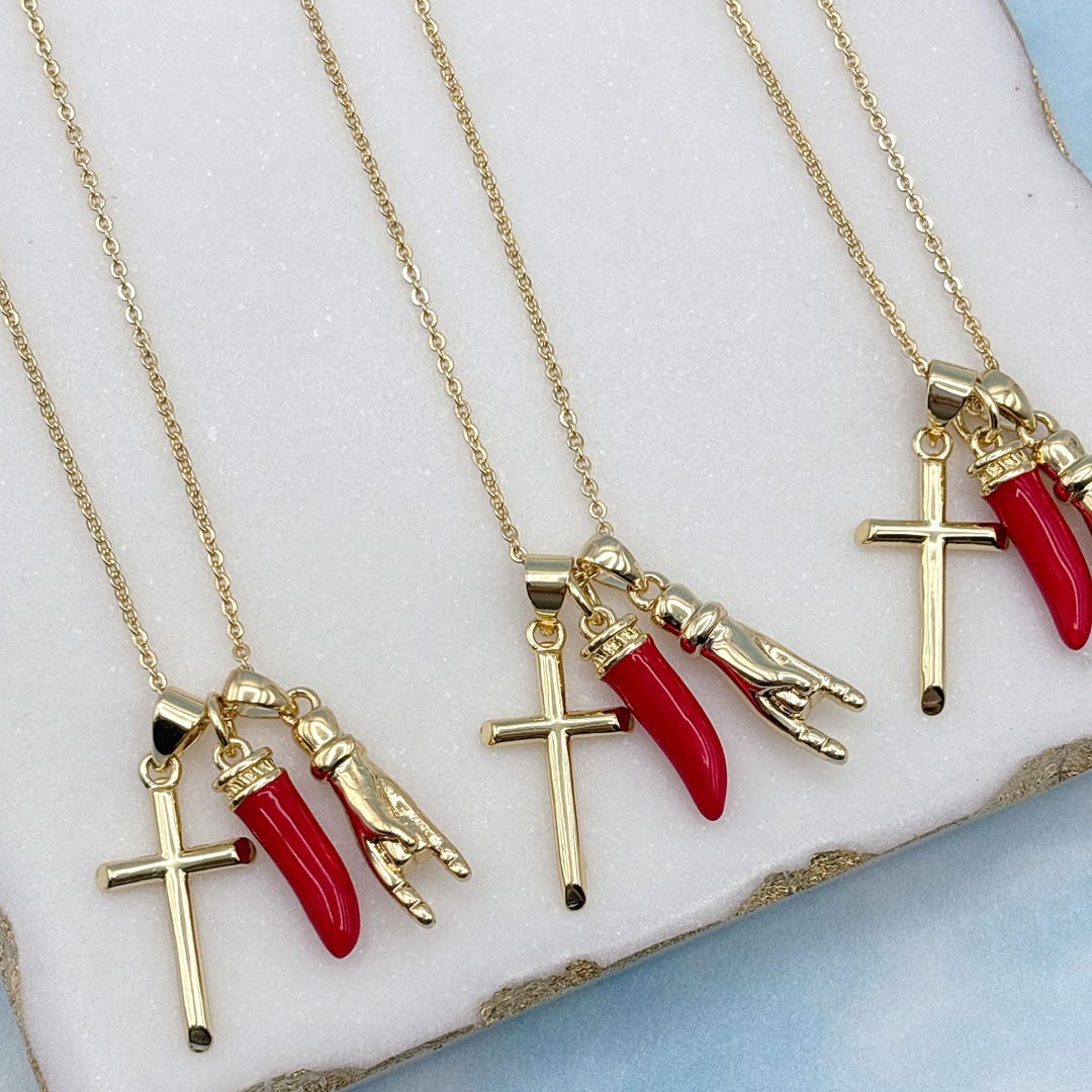 Cross, Red Italian Horn and Mano Cornuto Hand. Build Your Own Custom ...