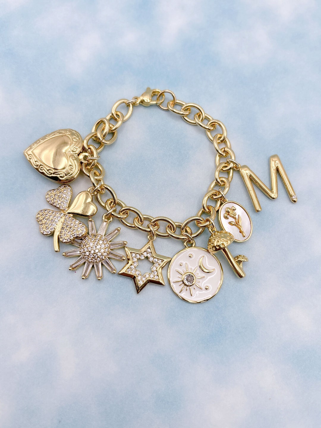 Build Your Own Custom Charm Bracelet. Gold Charm Bracelet. Custom Charm ...