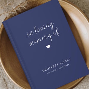 Custom Funeral Guest Book, Personalized Memorial Book, in Loving Memory ...