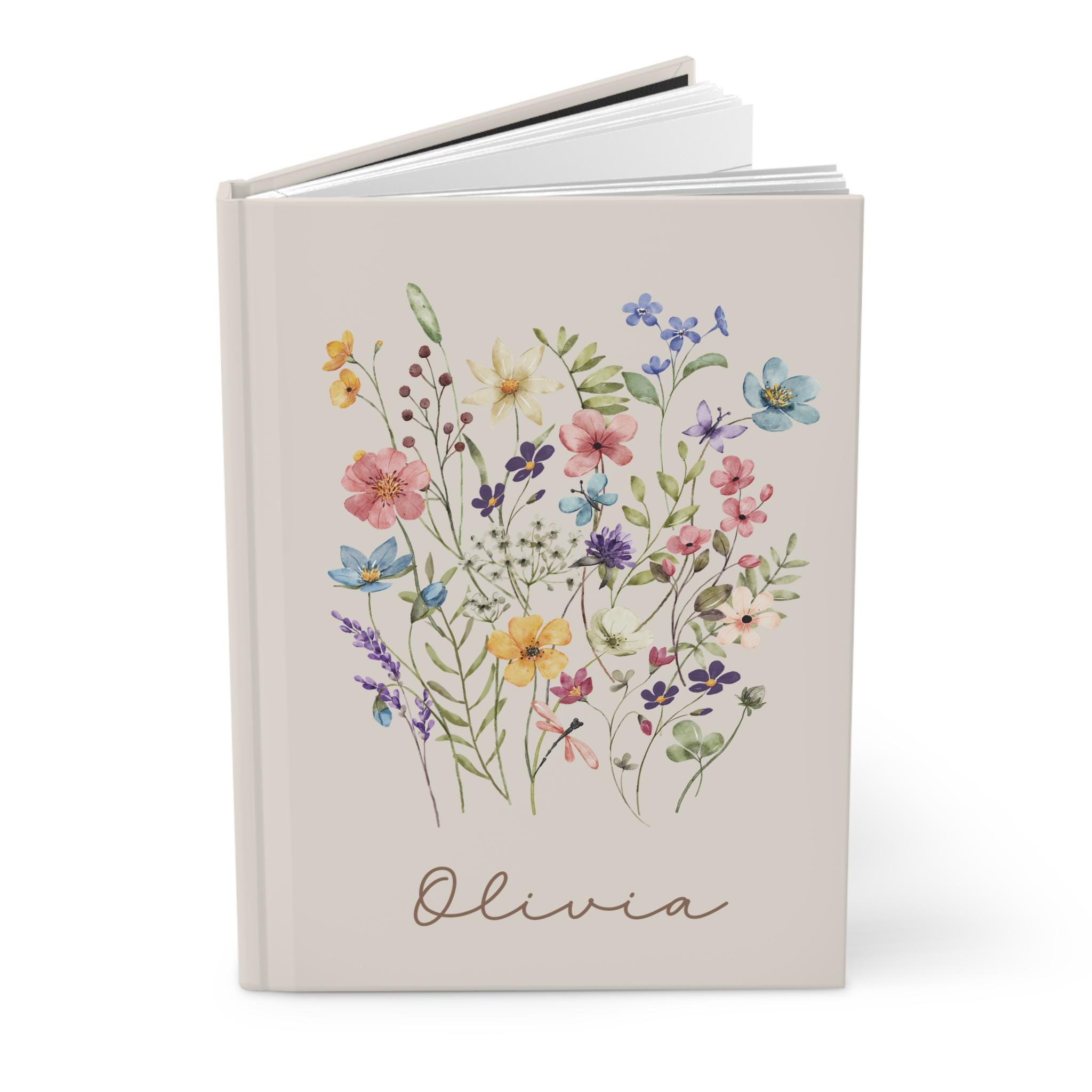 Hardcover Personalized Notebook Wildflower, Custom Journal for Women ...