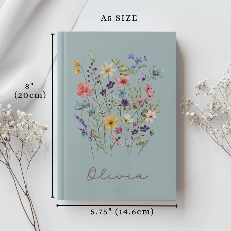 Notebook Personalized Journal for Women Floral Custom Name Daughter ...
