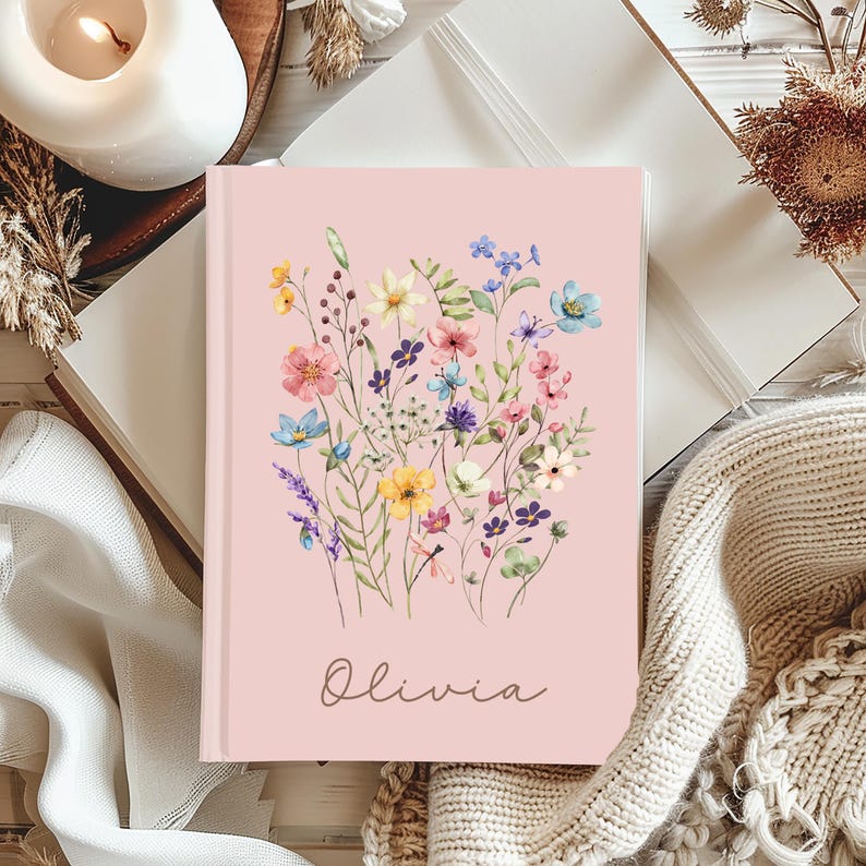 Notebook Personalized Journal for Women Floral Custom Name Daughter ...