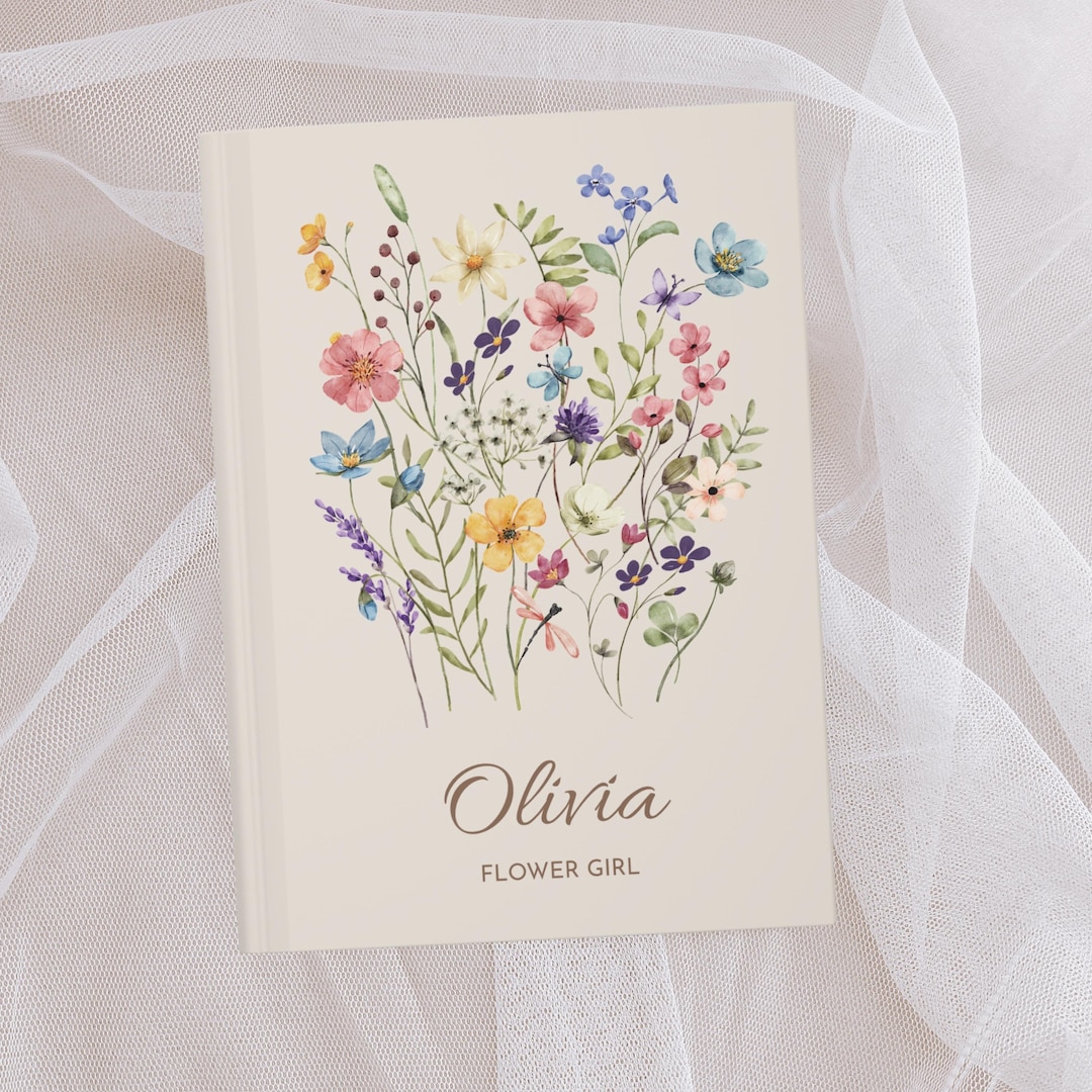 Personalized Flower Girl Gift, Custom Wildflower Hardcover Journal ...