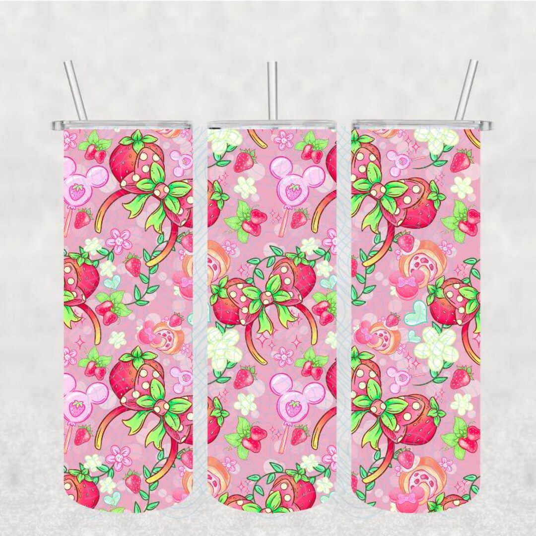 Magical Strawberries 20oz Skinny Tumbler, Strawberry Tumbler, Pink ...