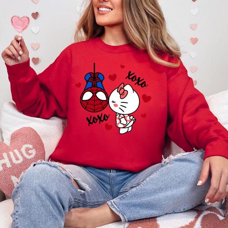 HK Spidey Kisses Sweatshirt, Spider Man T-shirt, Kitty Valentine, Gifts ...