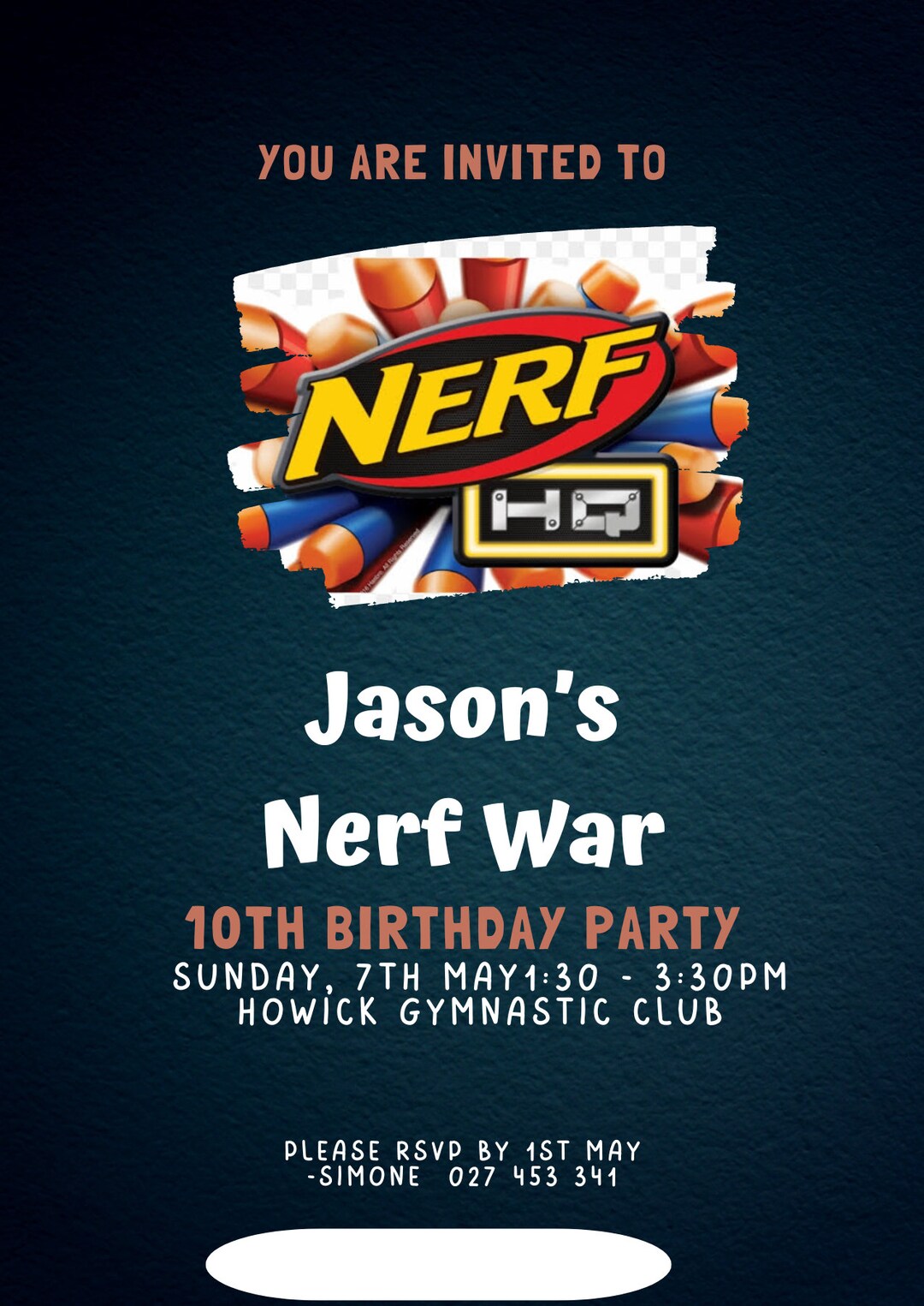 Nerf War Party Invitation Template - Etsy