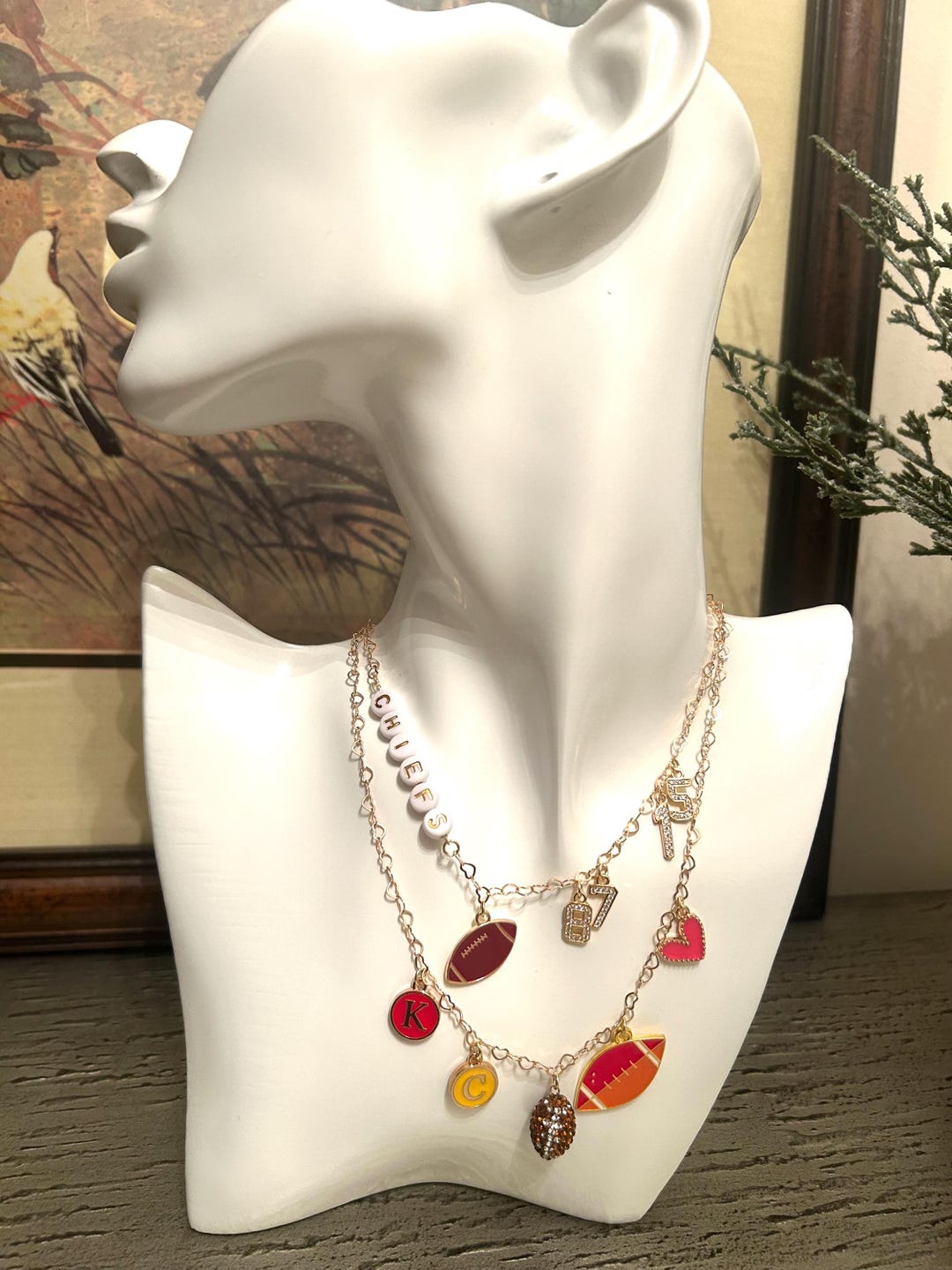 Kansas City Chiefs Necklace 15 Mahomes 87 Kelce Necklace Football Charm ...