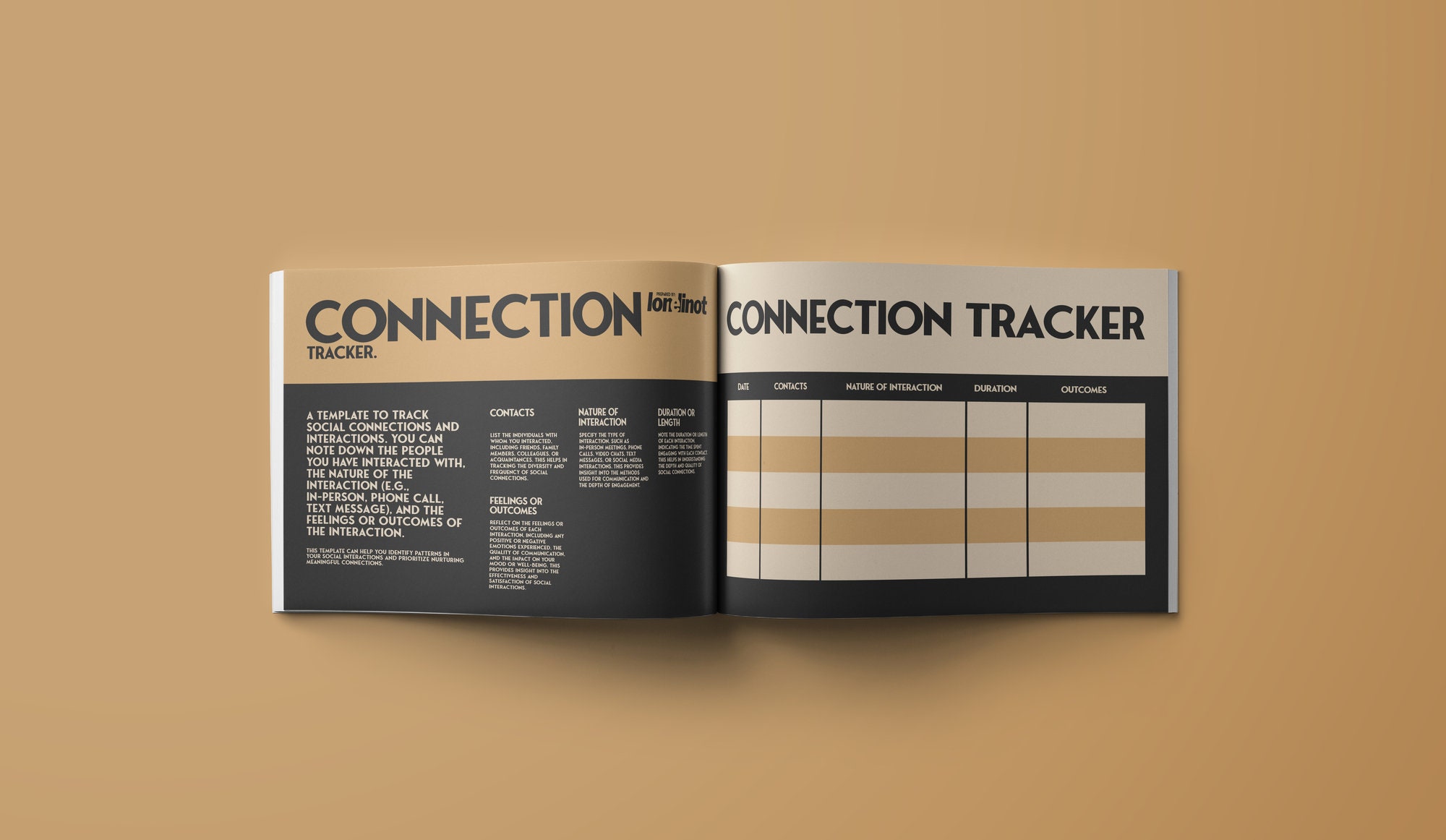 Connection Tracker Template Self-care Workbook Well-being Personal ...