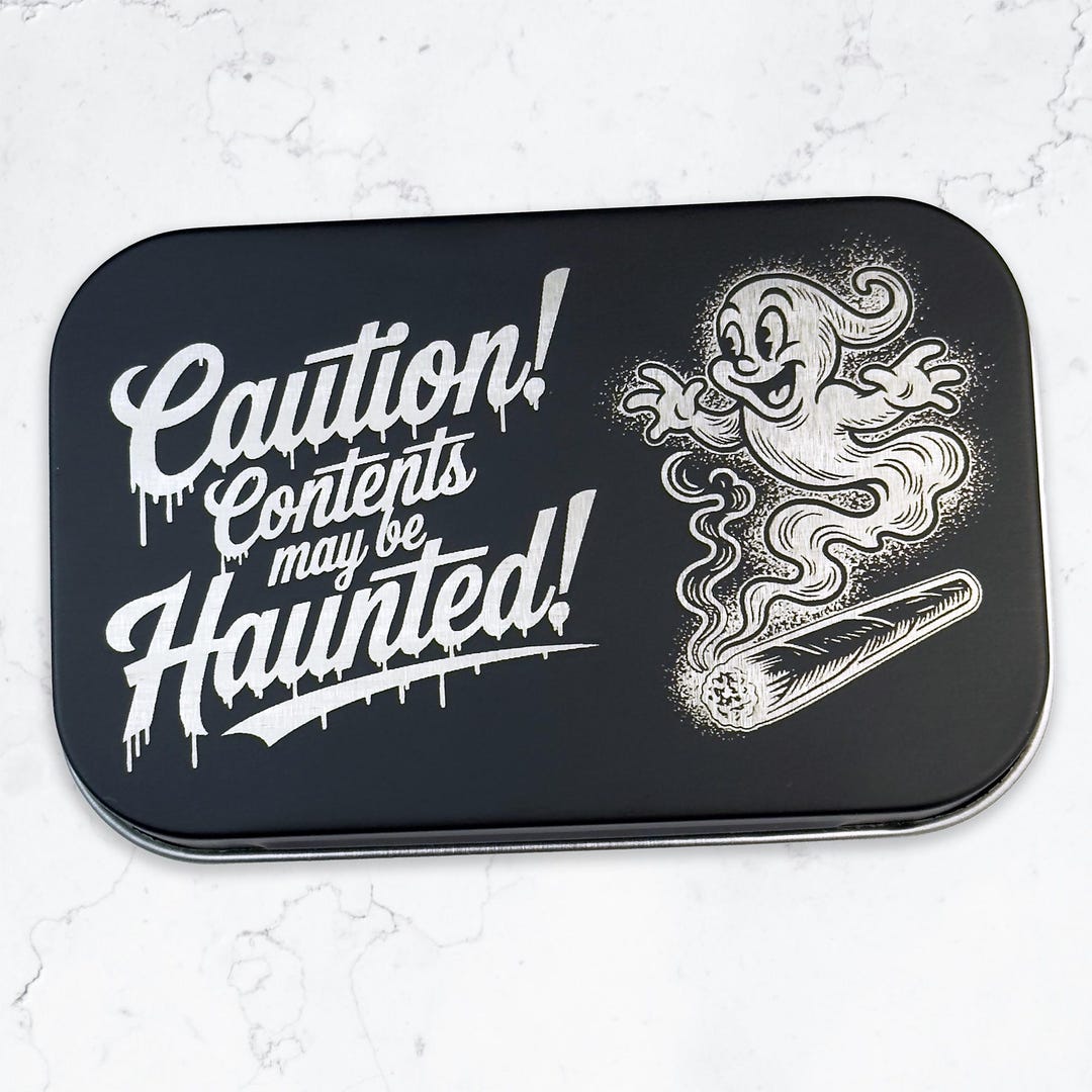 Retro Ghost Stash Tin: Haunted Design With Glow-in-the-dark Horror Pin ...