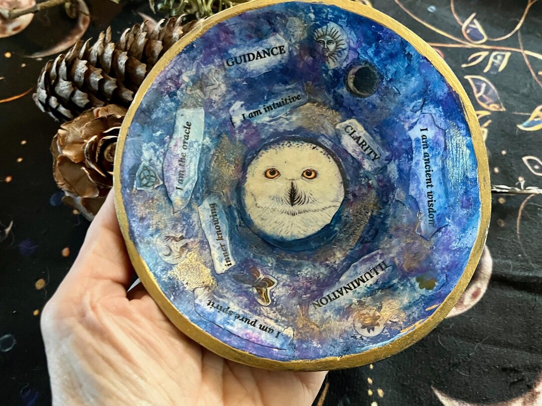 Snowy Owl Spirit Bowl • Hand-sculpted Altar Dish • Guidance & Intuition ...