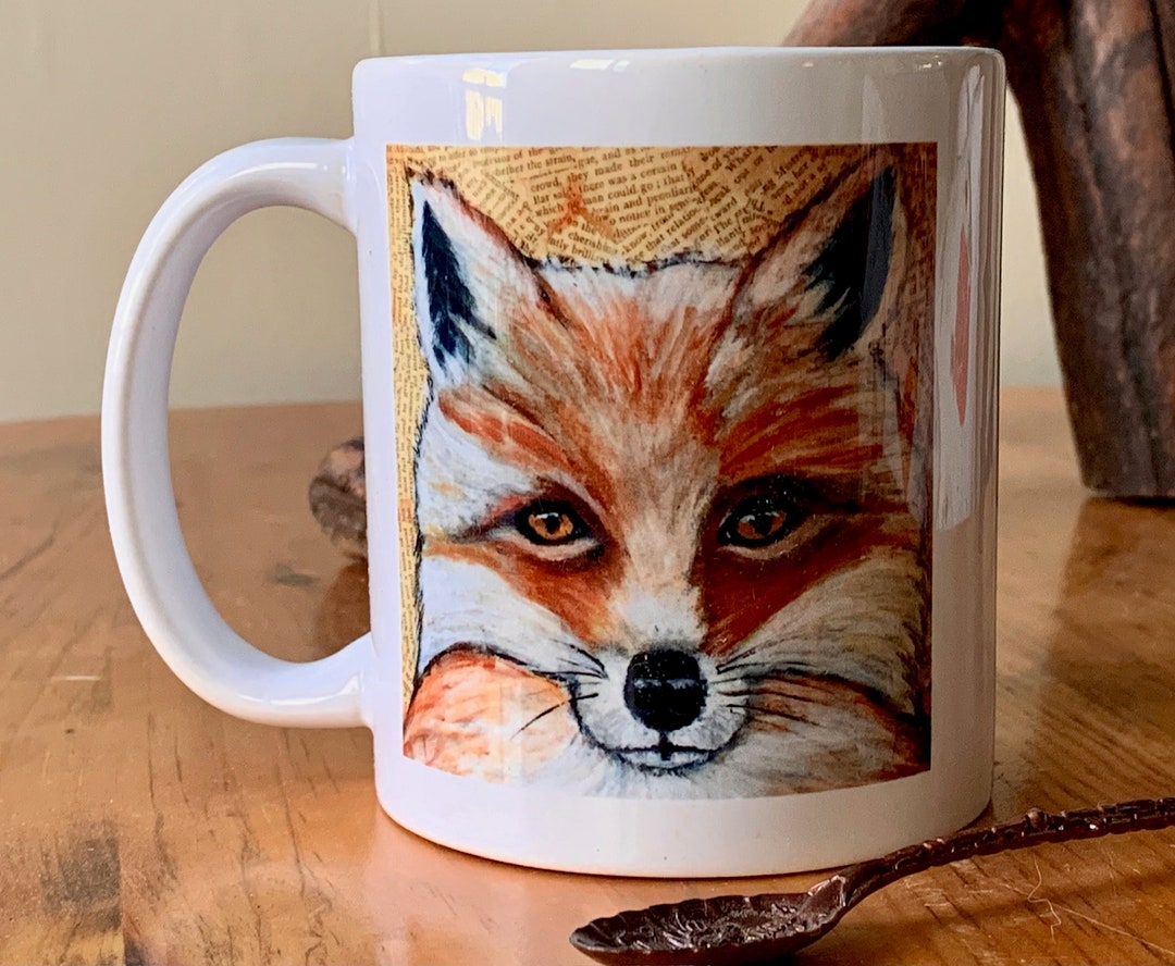 Ceramic Fox Coffee Mug, Mixed Media Art, for Fox Lovers - Etsy