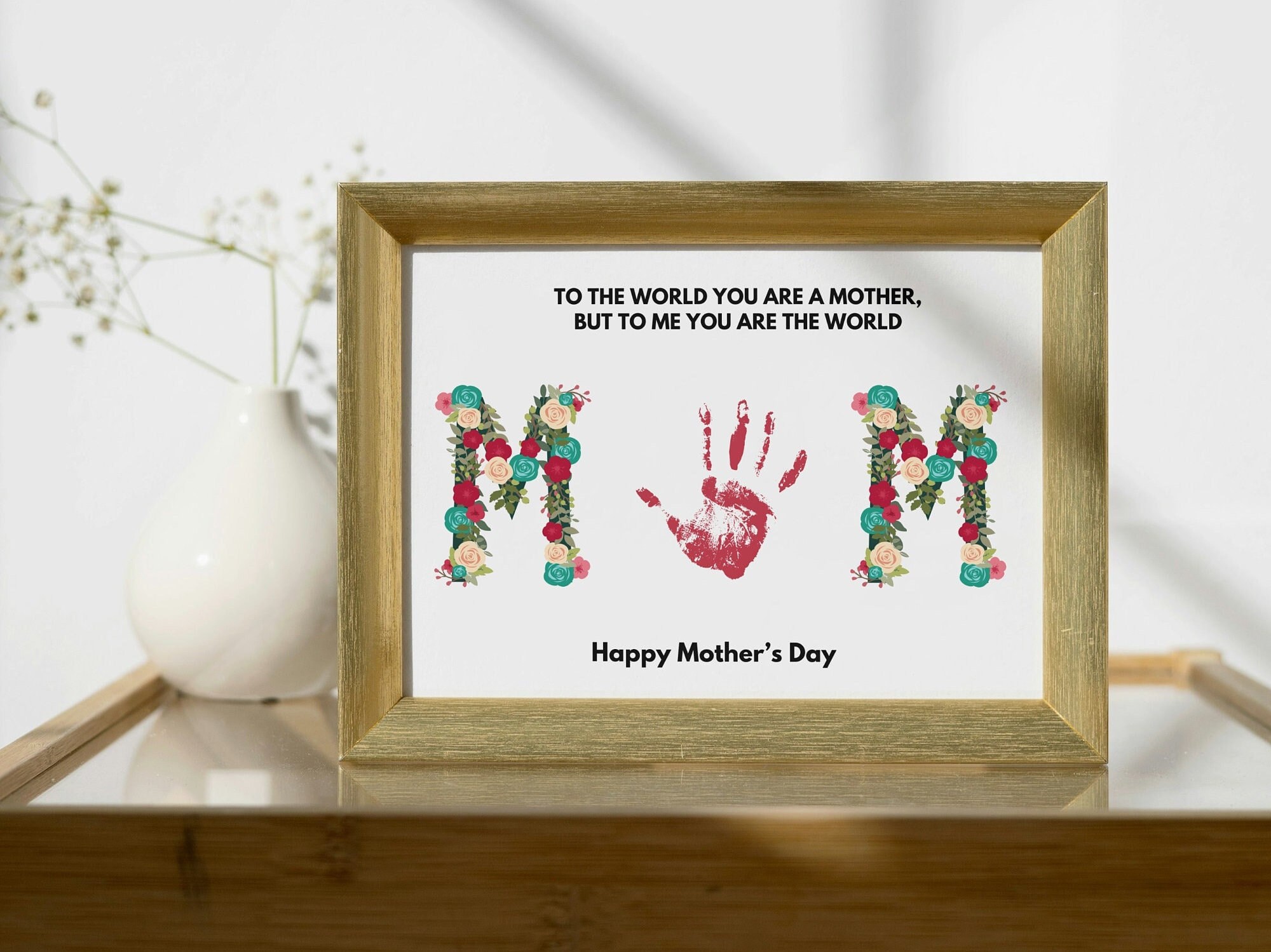 Mother's Day Handprint Art Craft, Baby Toddlers Kids Handprint Keepsake ...