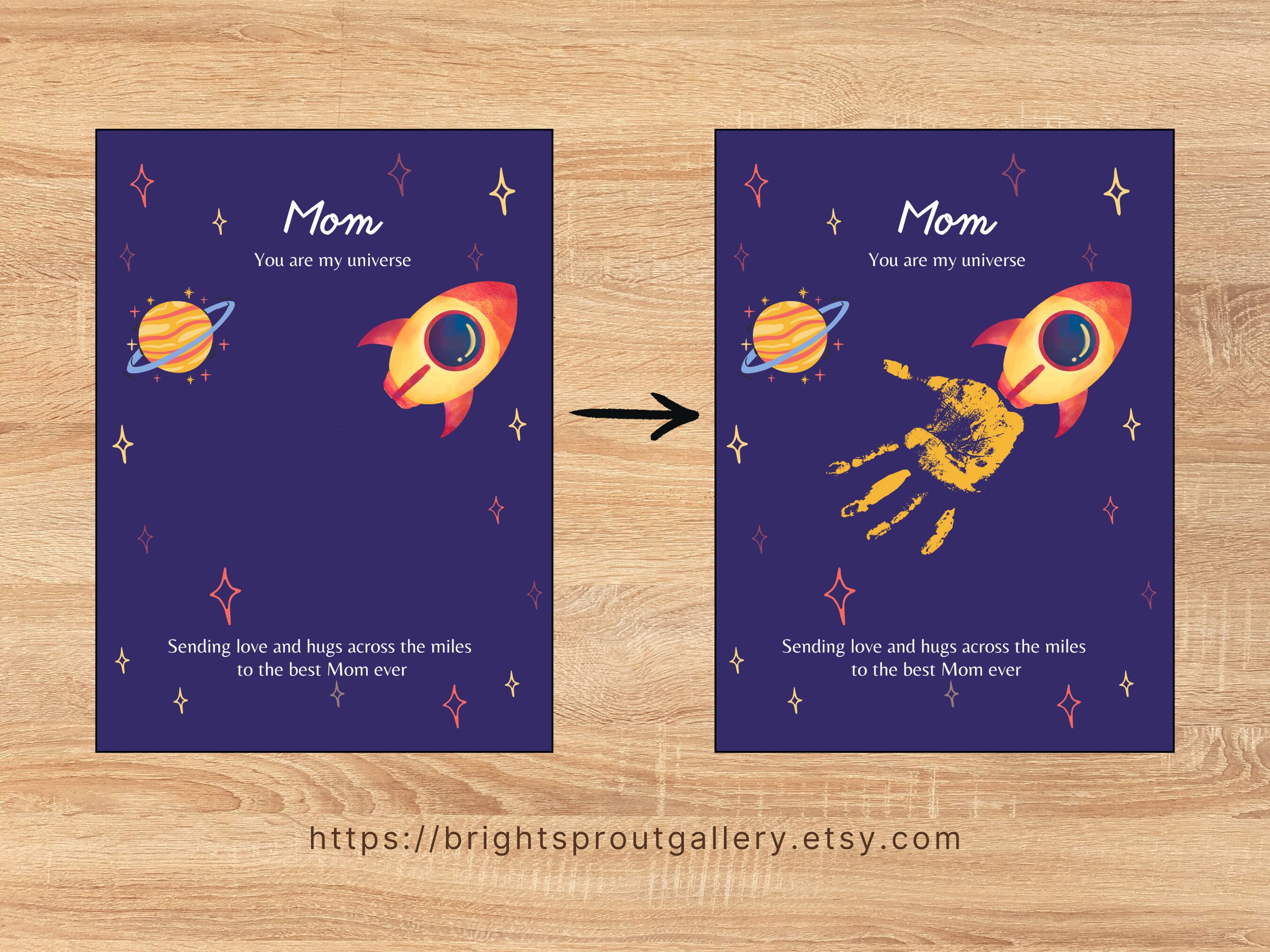 Mothers Day Handprint Foodprint Craft, Printable Rocket Space Card ...