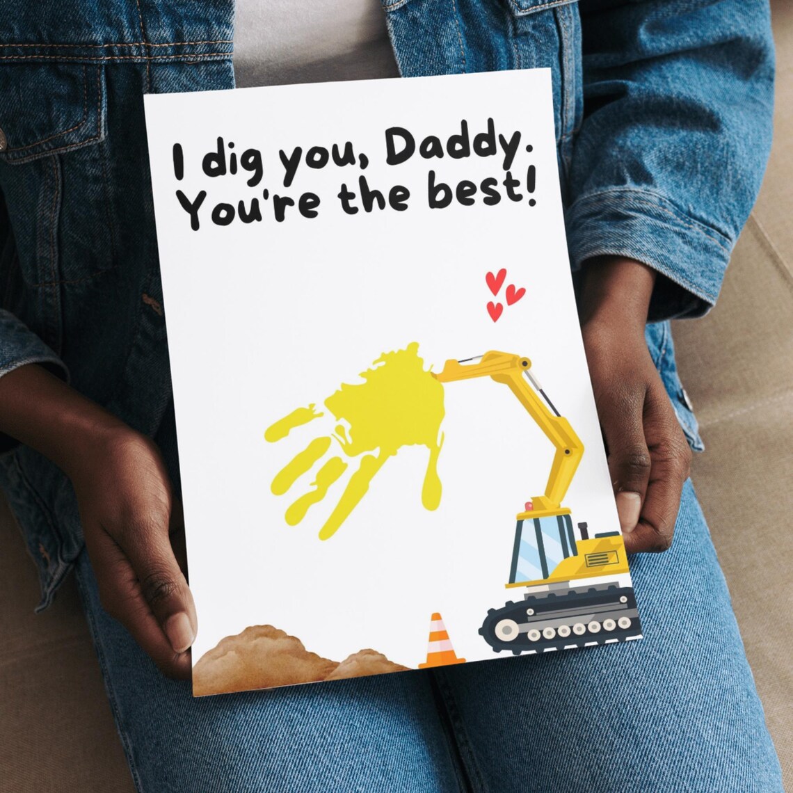 Digger Handprint Art Printable – Father’s Day Gift for Dad, Kids DIY ...