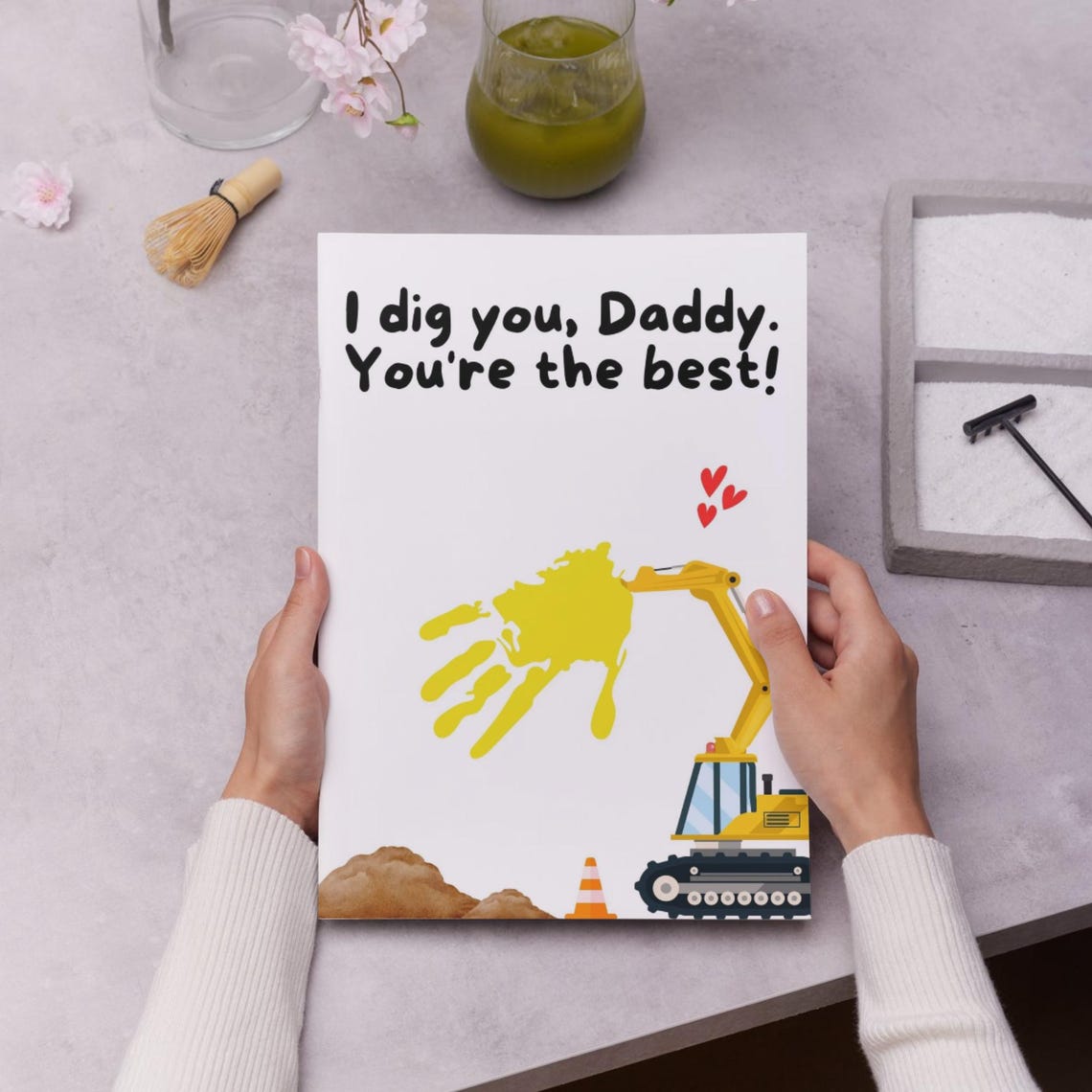 Digger Handprint Art Printable – Father’s Day Gift for Dad, Kids DIY ...