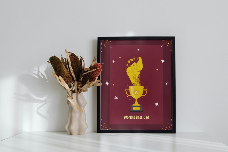 World’s Best Dad Handprint Trophy | Burgundy Printable Father’s Day ...