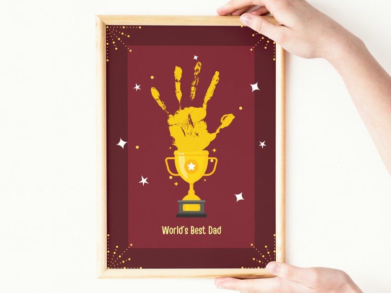 Father's Day Card, Handprint/footprint Craft, Trophy Card, Happy Father ...