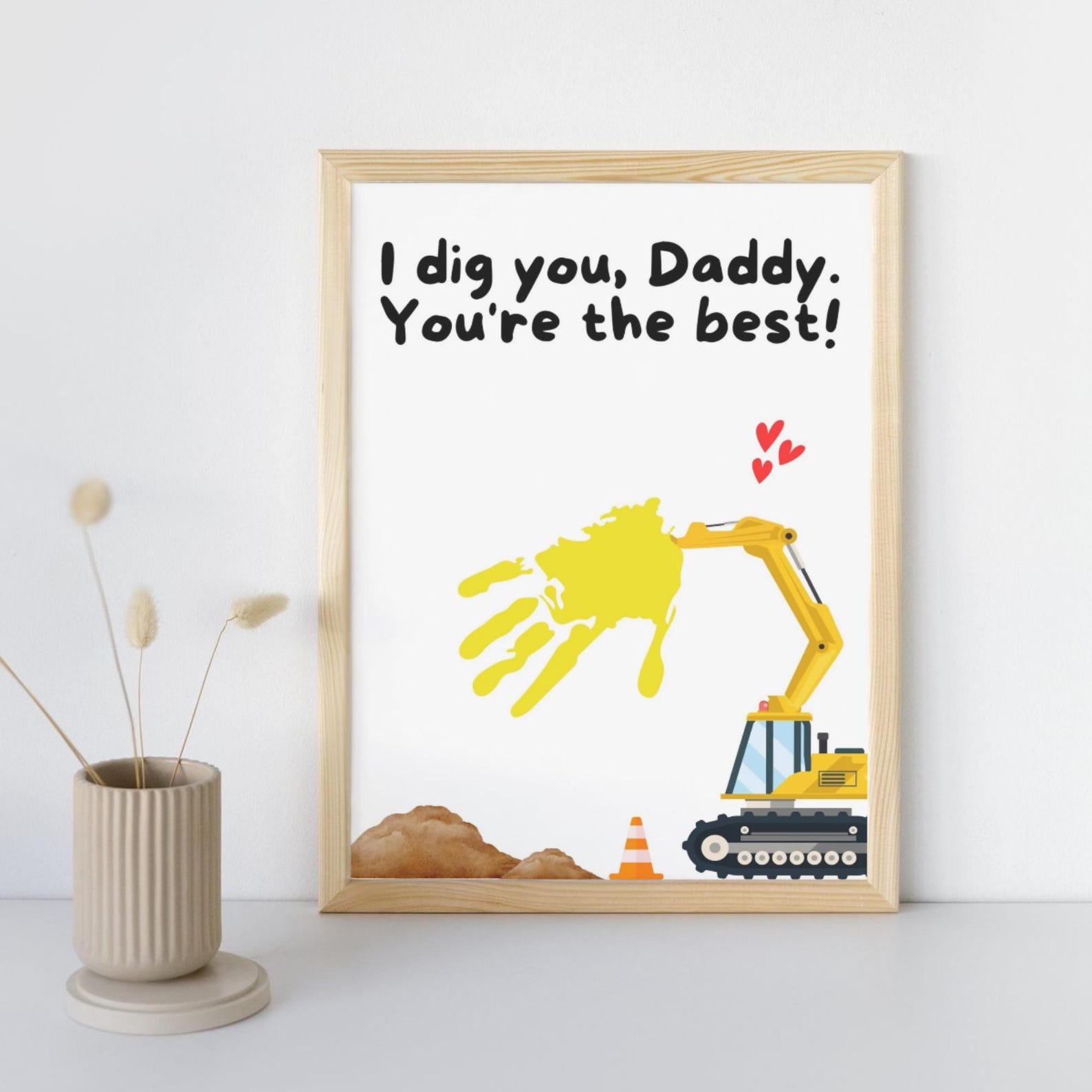 Digger Handprint Art Printable – Father’s Day Gift for Dad, Kids DIY ...