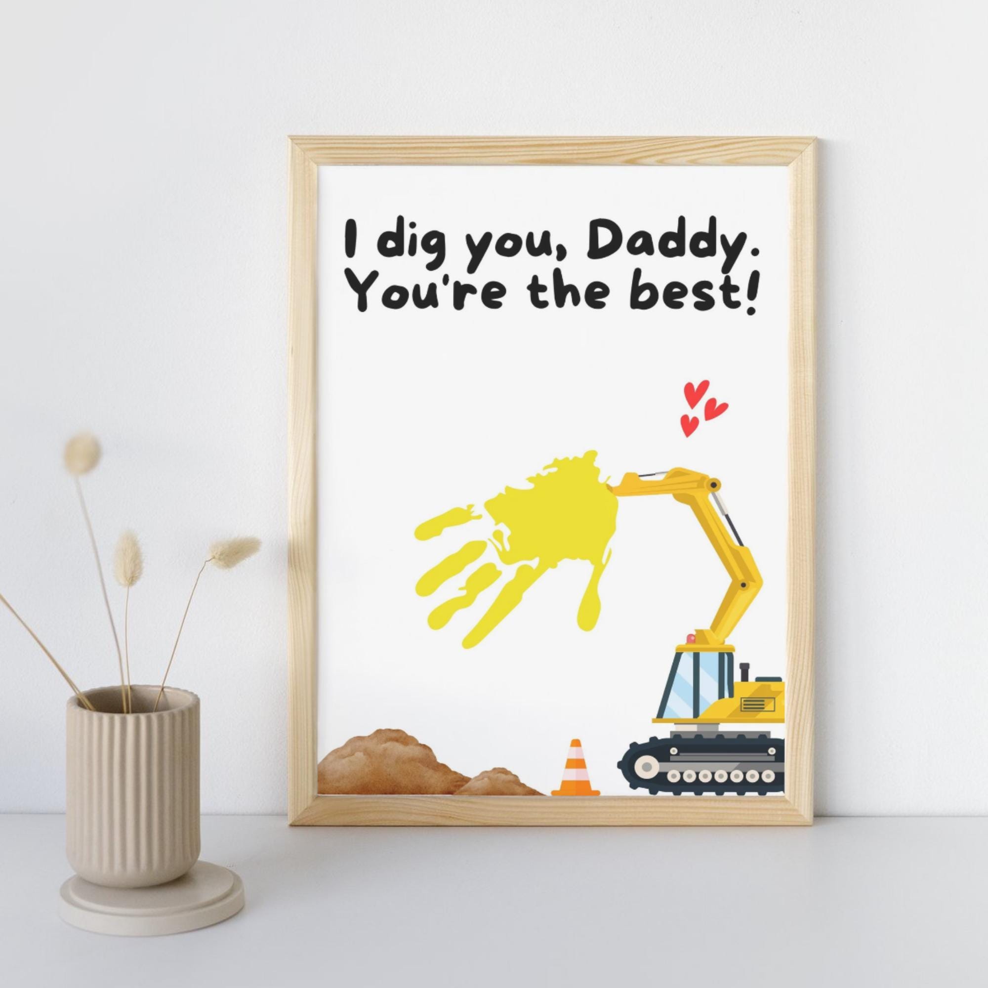 Digger Handprint Art Printable – Father’s Day Gift for Dad, Kids DIY ...