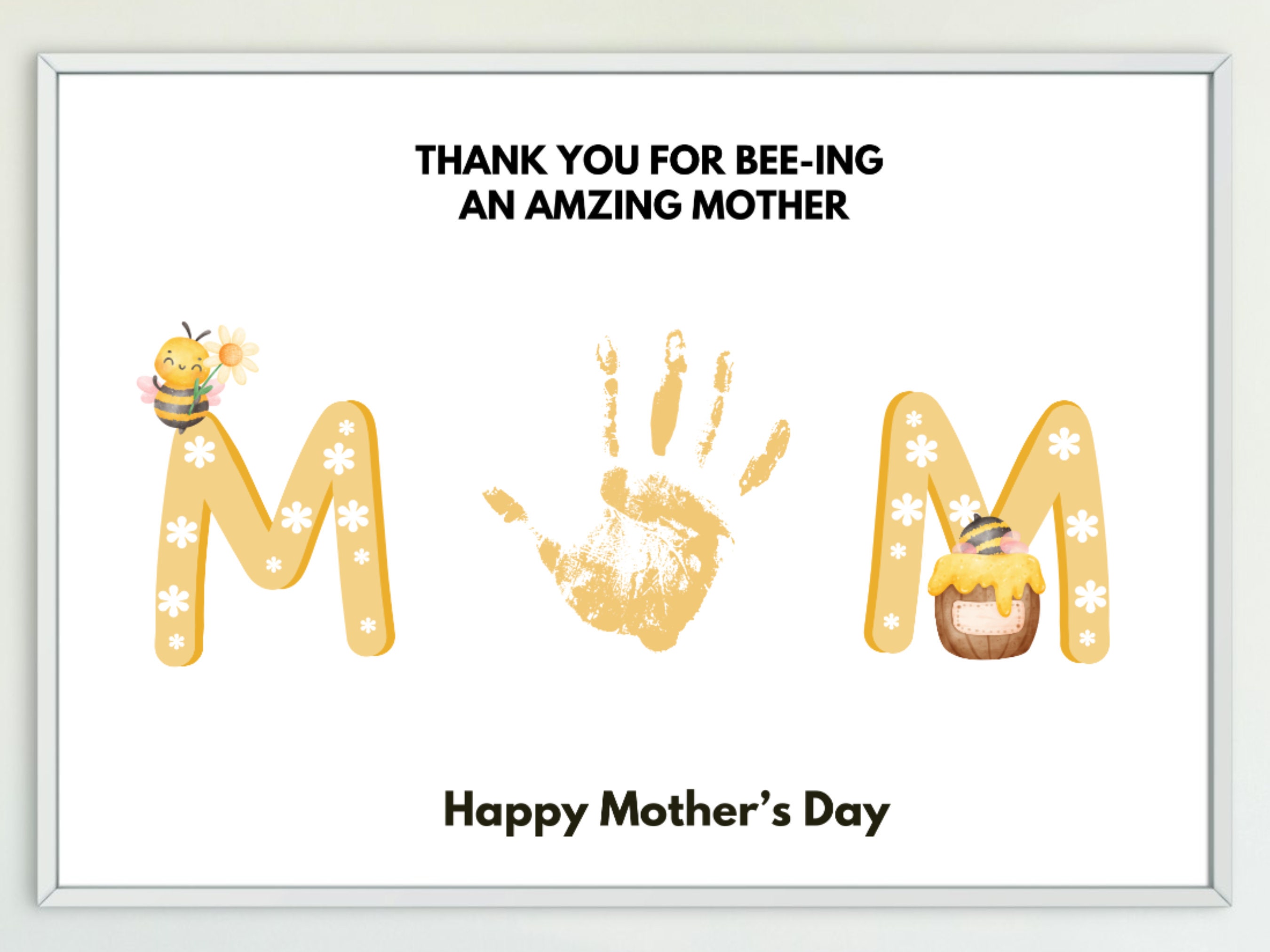 Printable Mothers Day Card, Custom Handprint Honeybee Amazing Card ...
