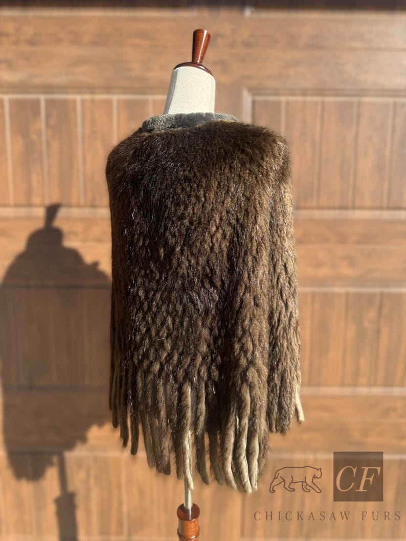 One Size Knitted Long Haired Beaver Fur Poncho by Jean Crisan of Canada ...