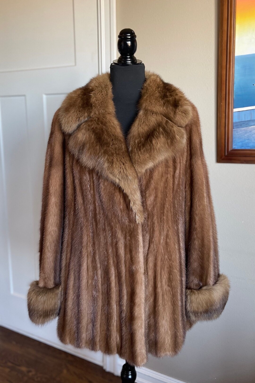 S/m Lunaraine Mink Fur Car Coat Jacket W/ Russian Sable Fur Trim Miss ...